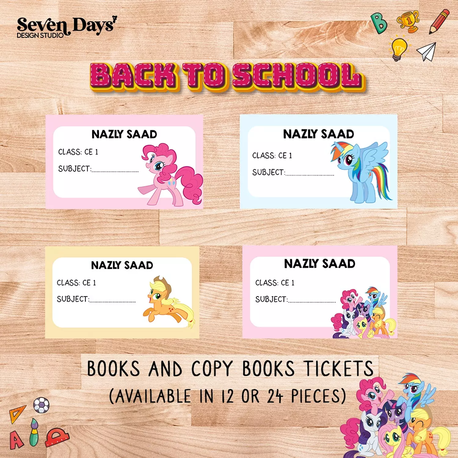 My Little Pony School Labels | Seven Days Design Studio