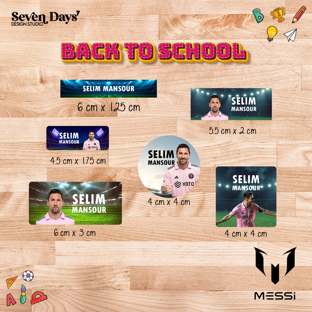 Messi School Labels | Seven Days Design Studio