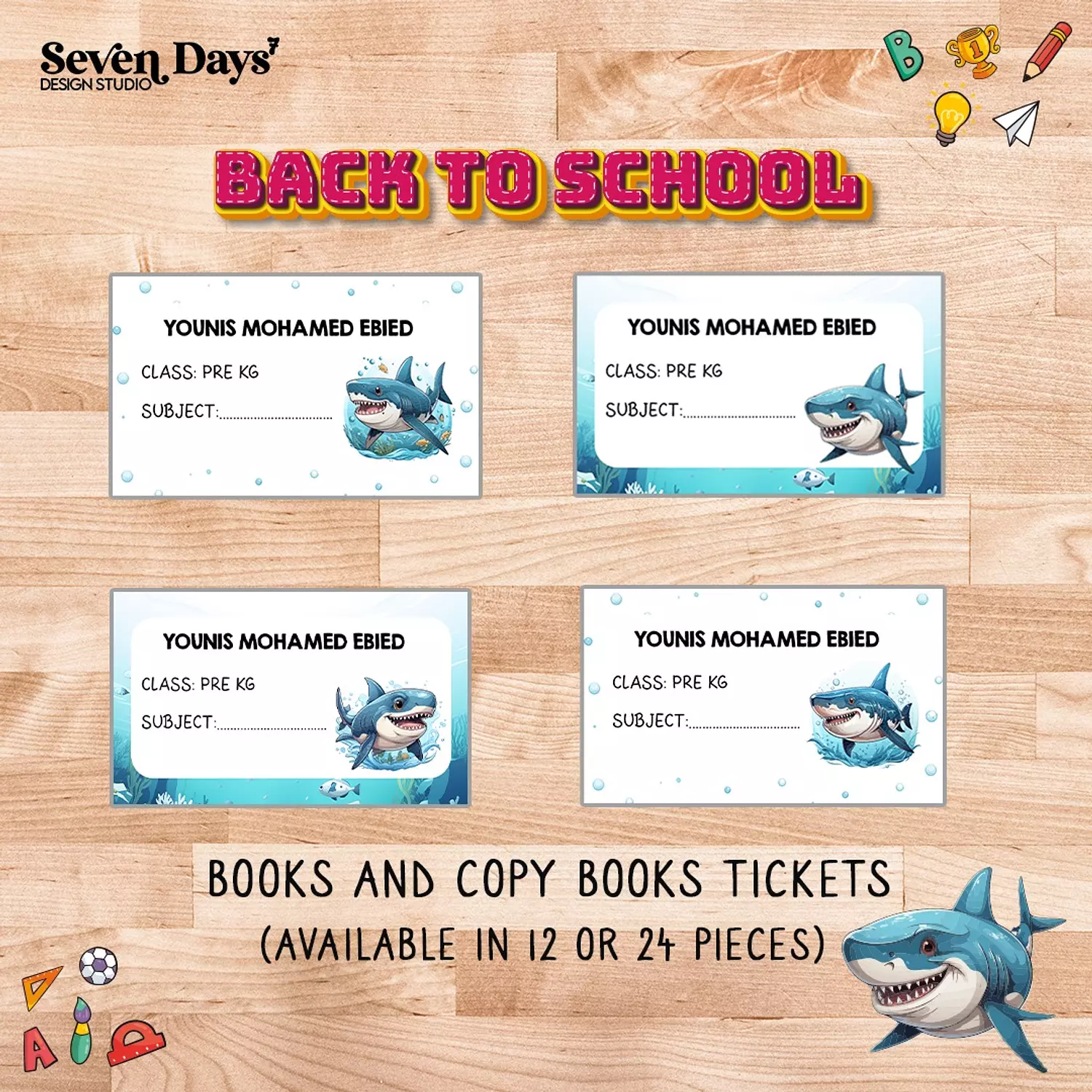 Shark School Labels | Seven Days Design Studio