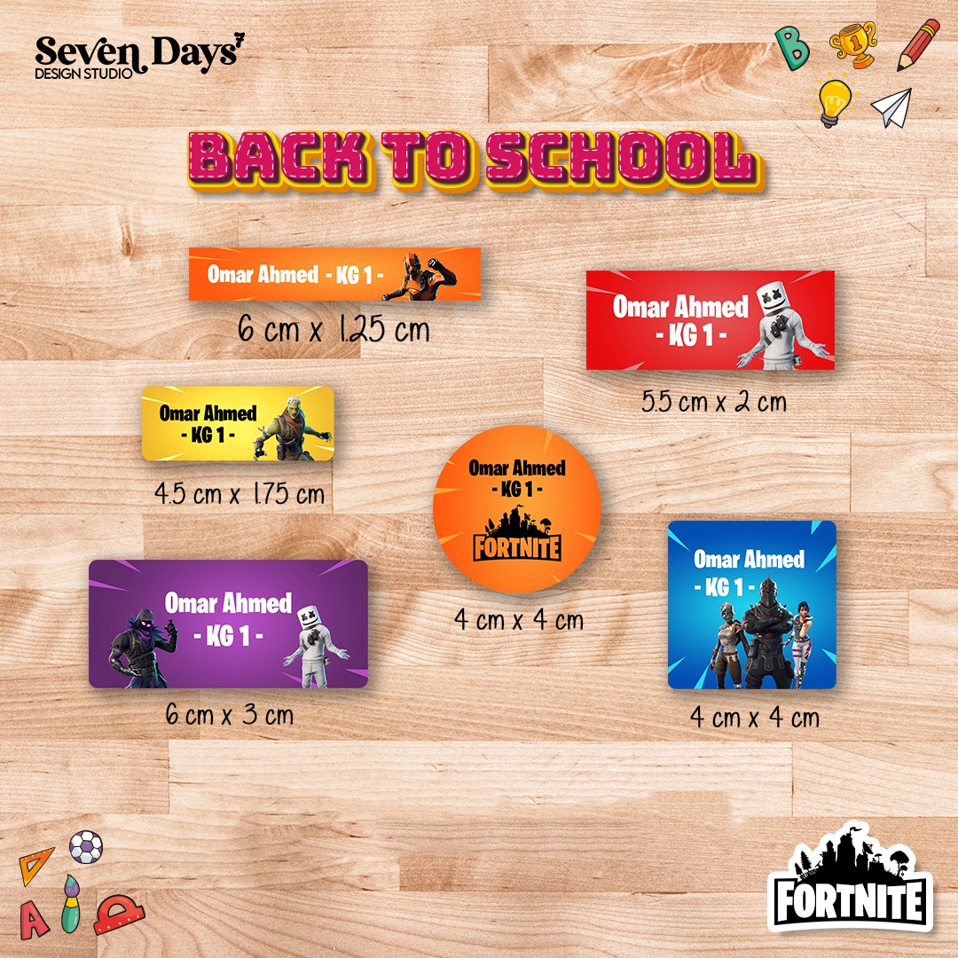 Fortnite School Labels | Seven Days Design Studio