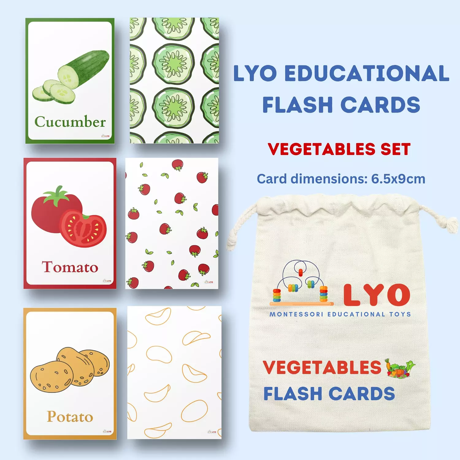 Vegetables Set "English" Flash Cards (small size) | Lyo Montessori