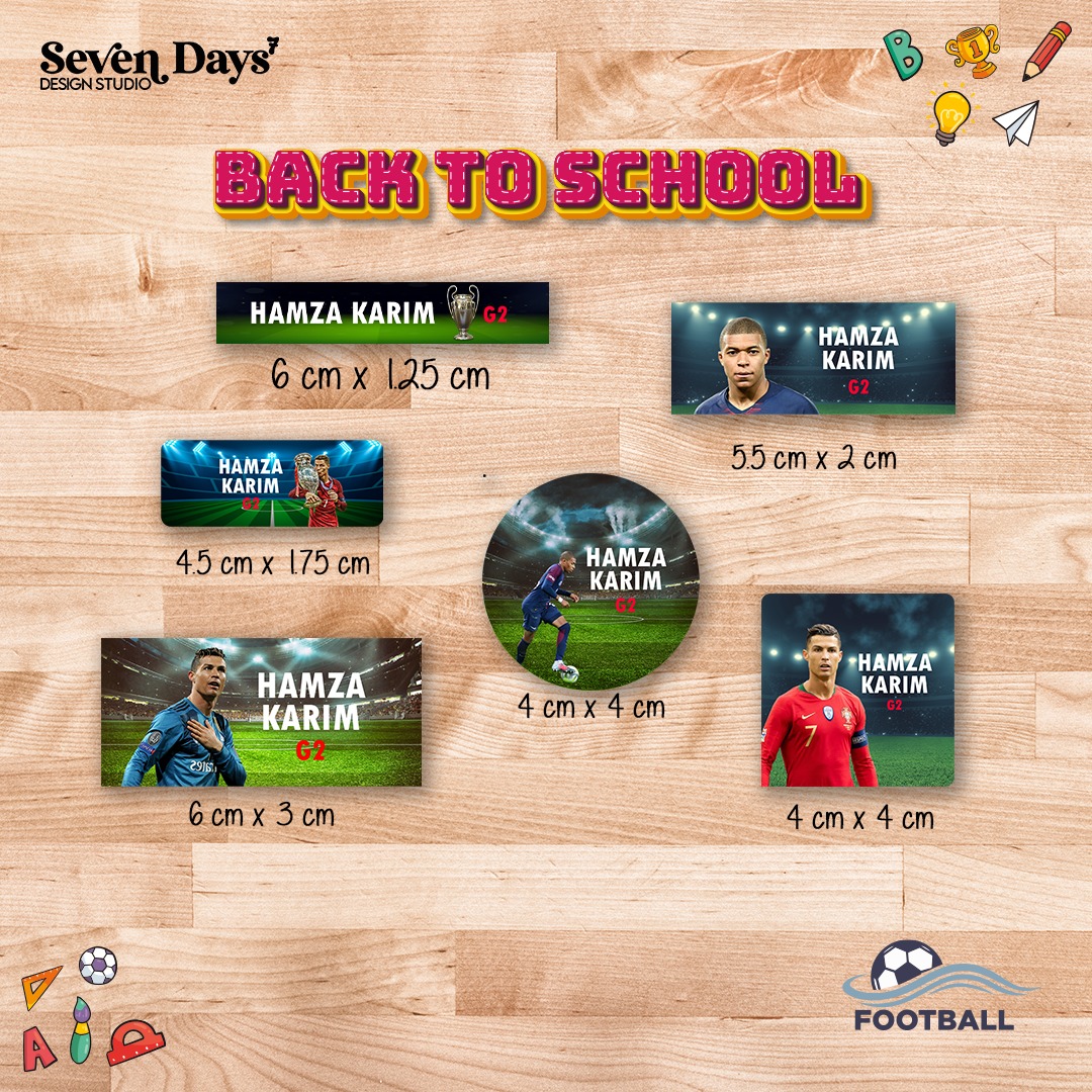 Football Players School Labels | Seven Days Design Studio