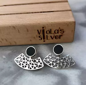 Islamic black stone earring | Viola's Silvers