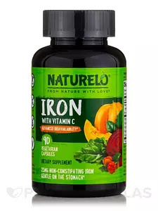 NATURELO, Iron With Vitamin C, 90 Vegetarian Capsules | Piel Paradise