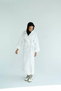 White linen side-tie dress | Shamla