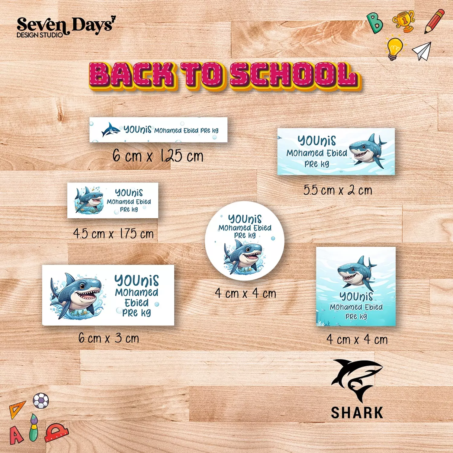Shark School Labels | Seven Days Design Studio