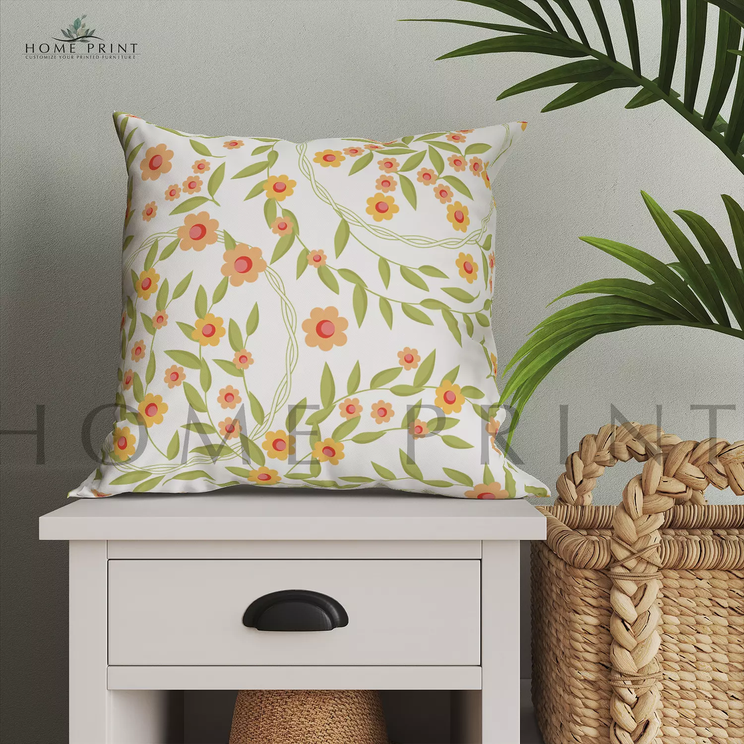 Modern Cushion - Simple Floral Design - Multi Colors | Home Print