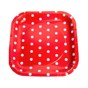 Red White Dots Square Paper Plates | Maison de Fete