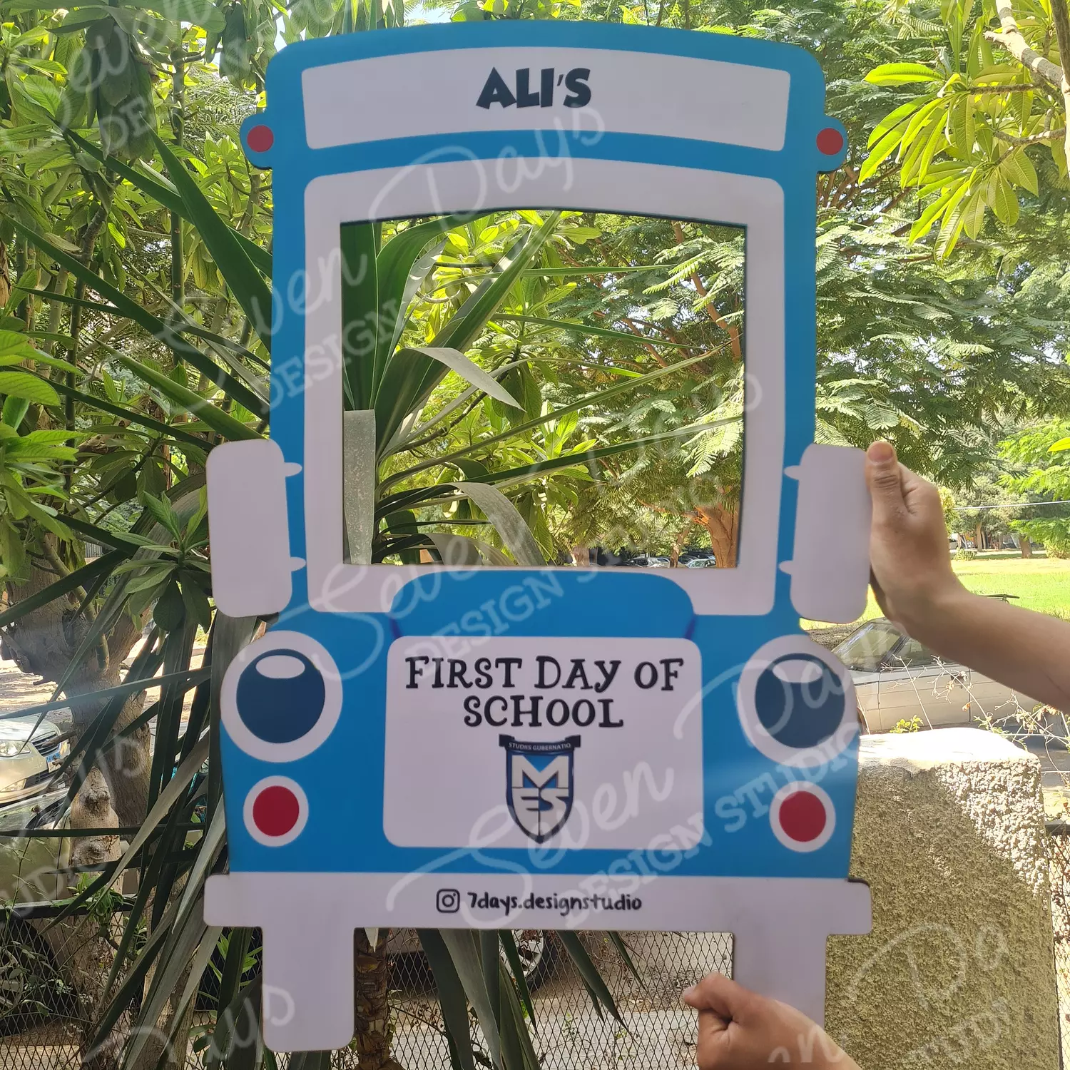 Blue School Bus Photoframe | Seven Days Design Studio