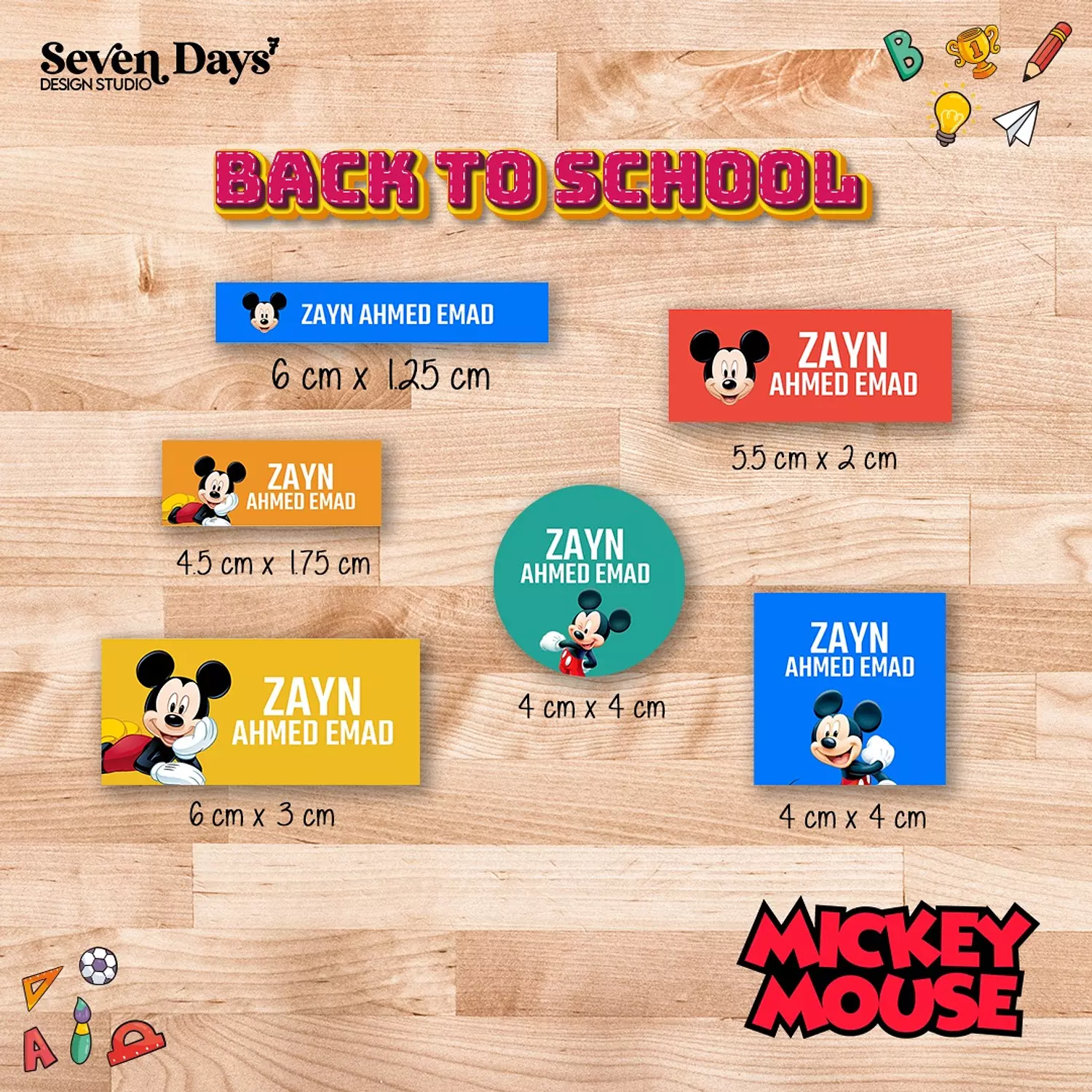 Mickey Mouse 3 School Labels | Seven Days Design Studio
