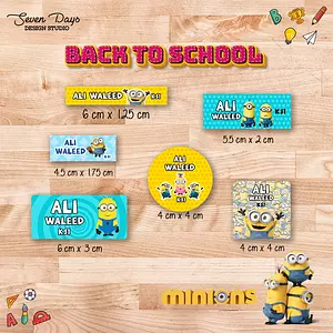 Minions School Labels | Seven Days Design Studio
