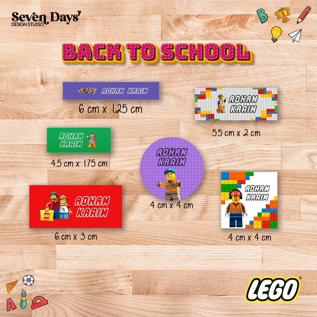 Lego School Labels | Seven Days Design Studio