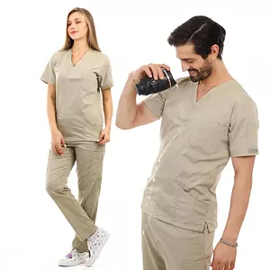 Beige Prestige Scrub | Ivory Medical Wear