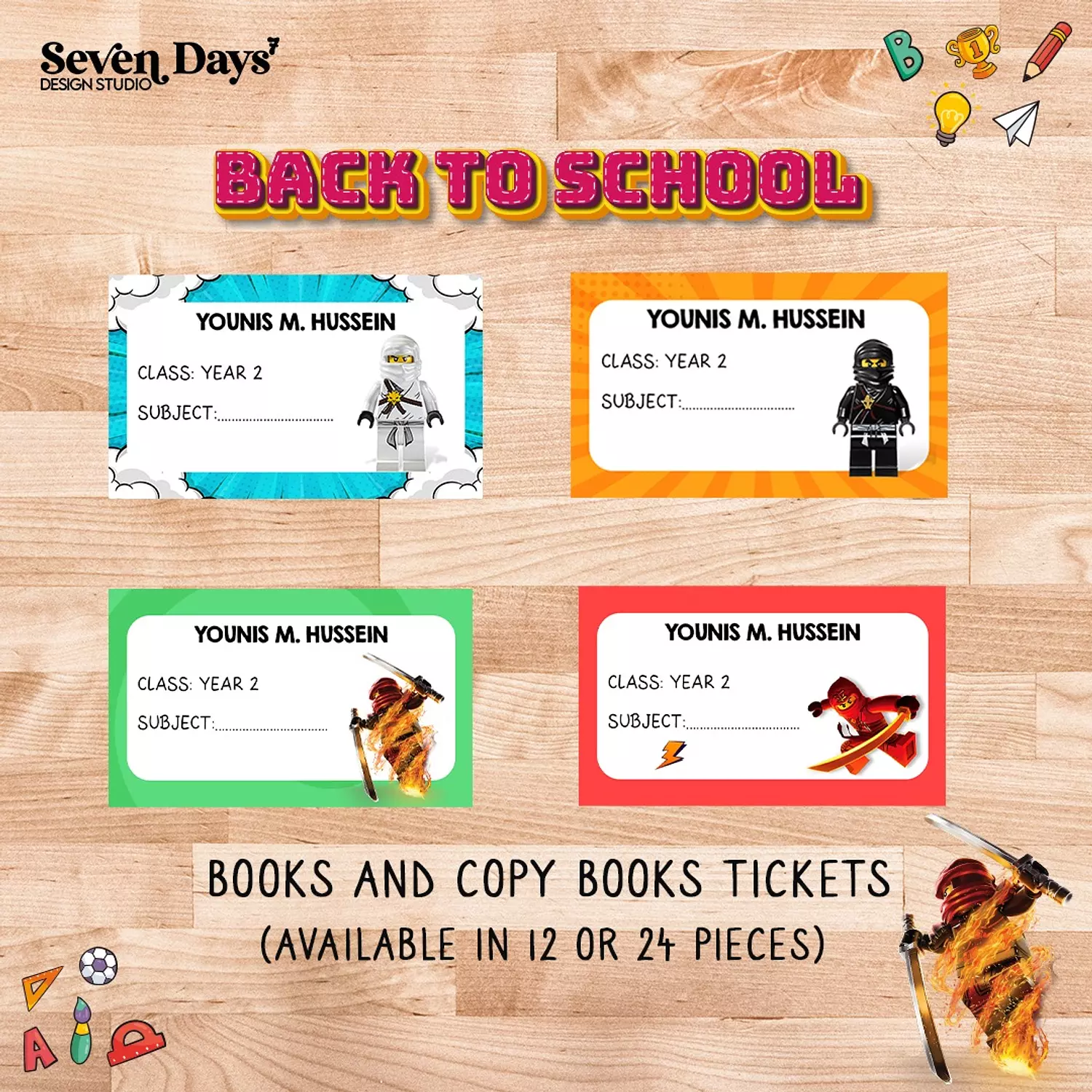 Ninjago School Labels | Seven Days Design Studio