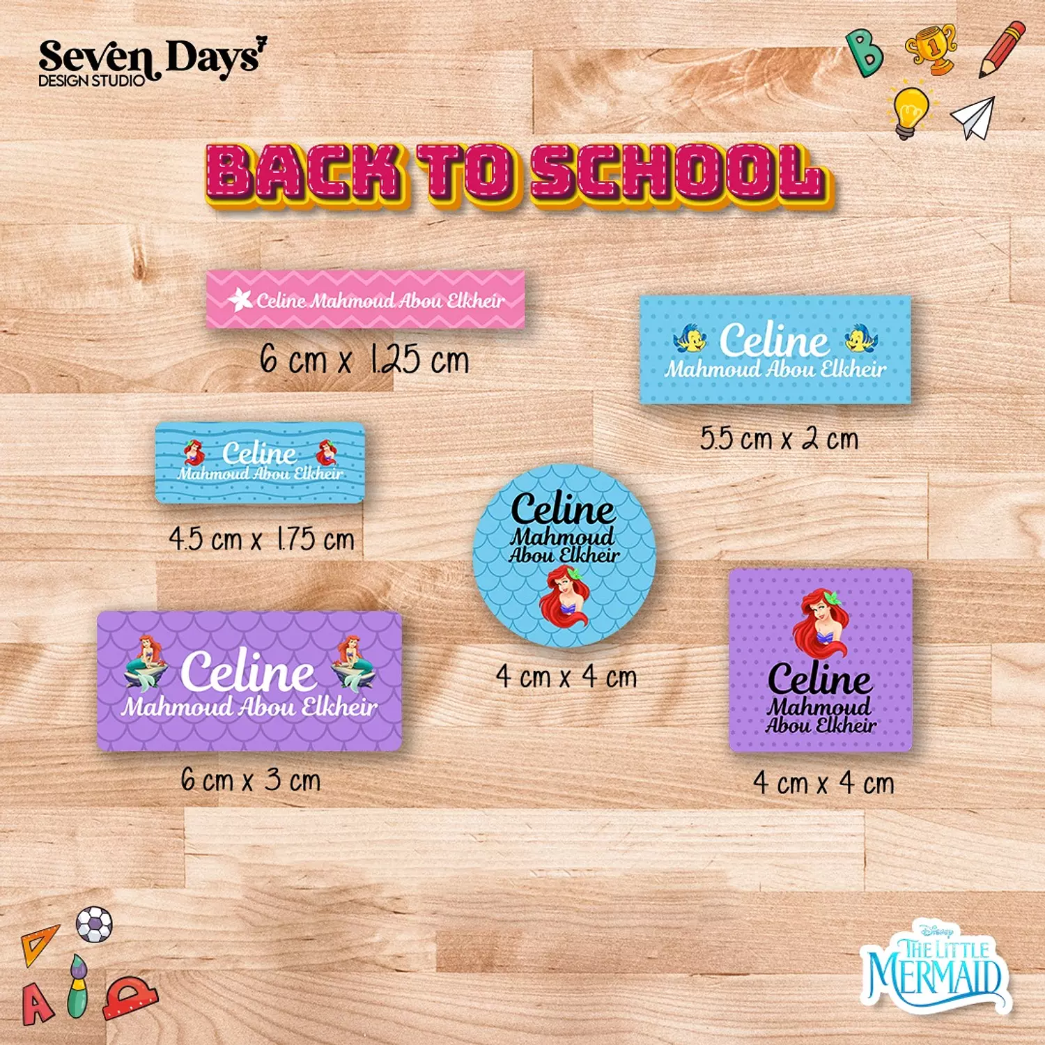 Little Mermaid School Labels | Seven Days Design Studio