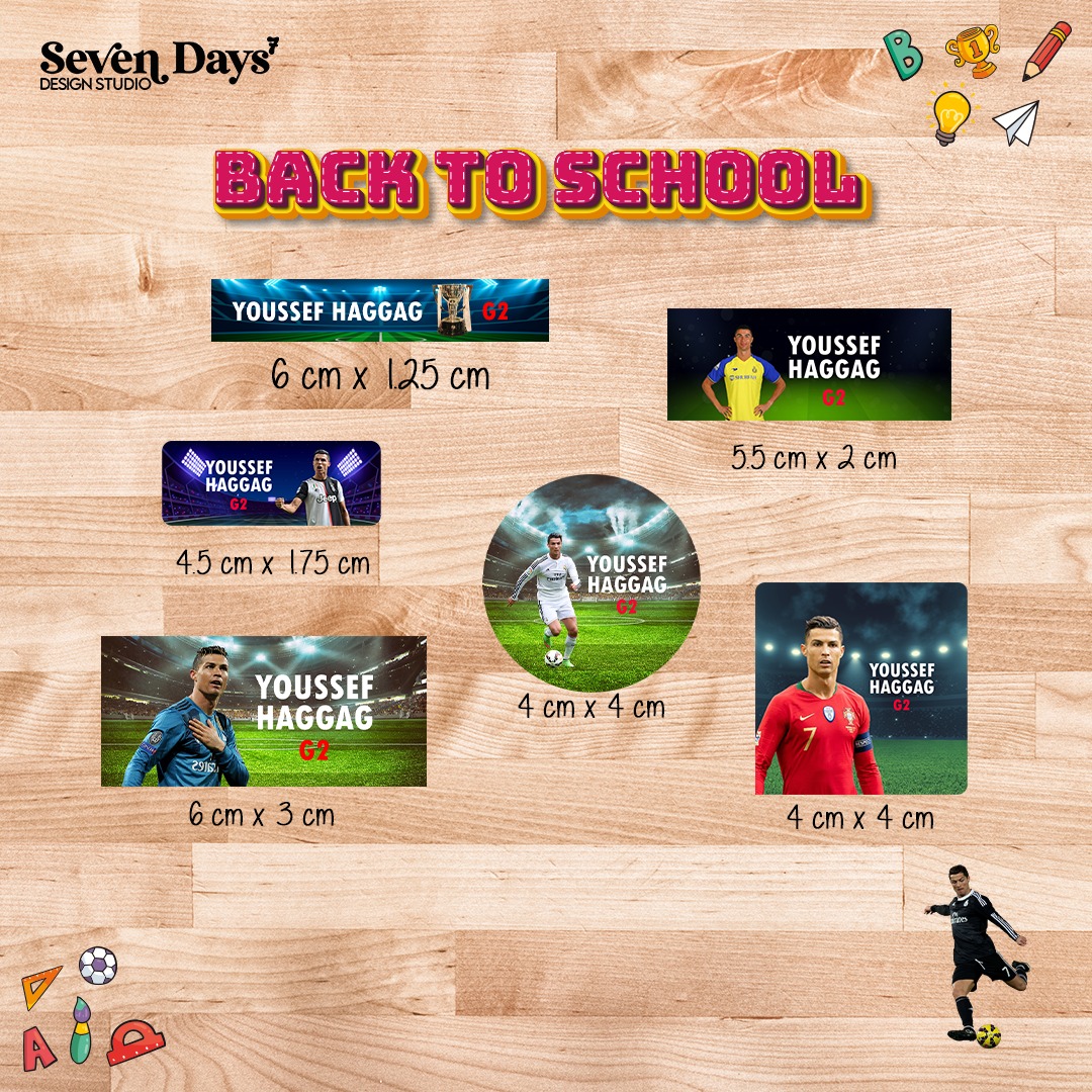 Ronaldo School Labels | Seven Days Design Studio