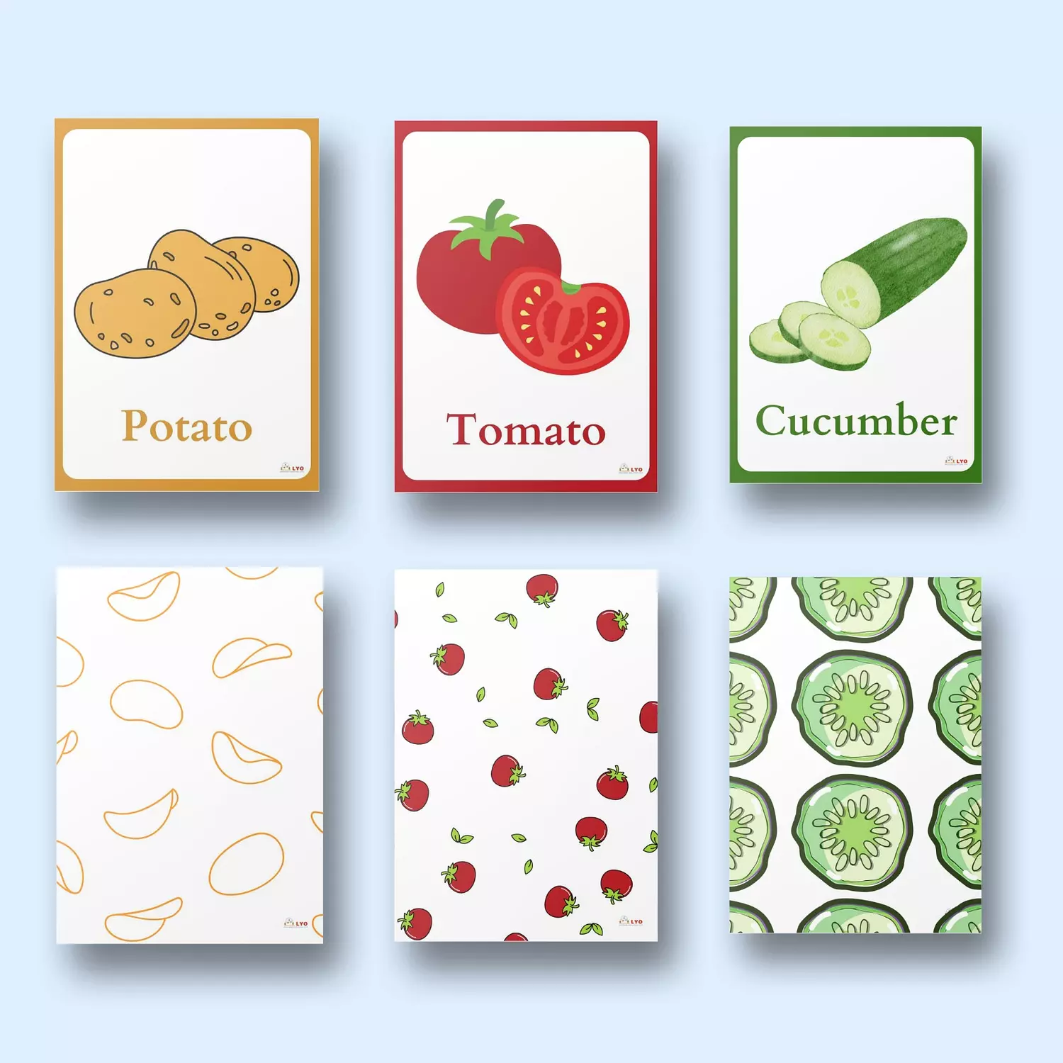 Vegetables Set "English" Flash Cards (small size) | Lyo Montessori