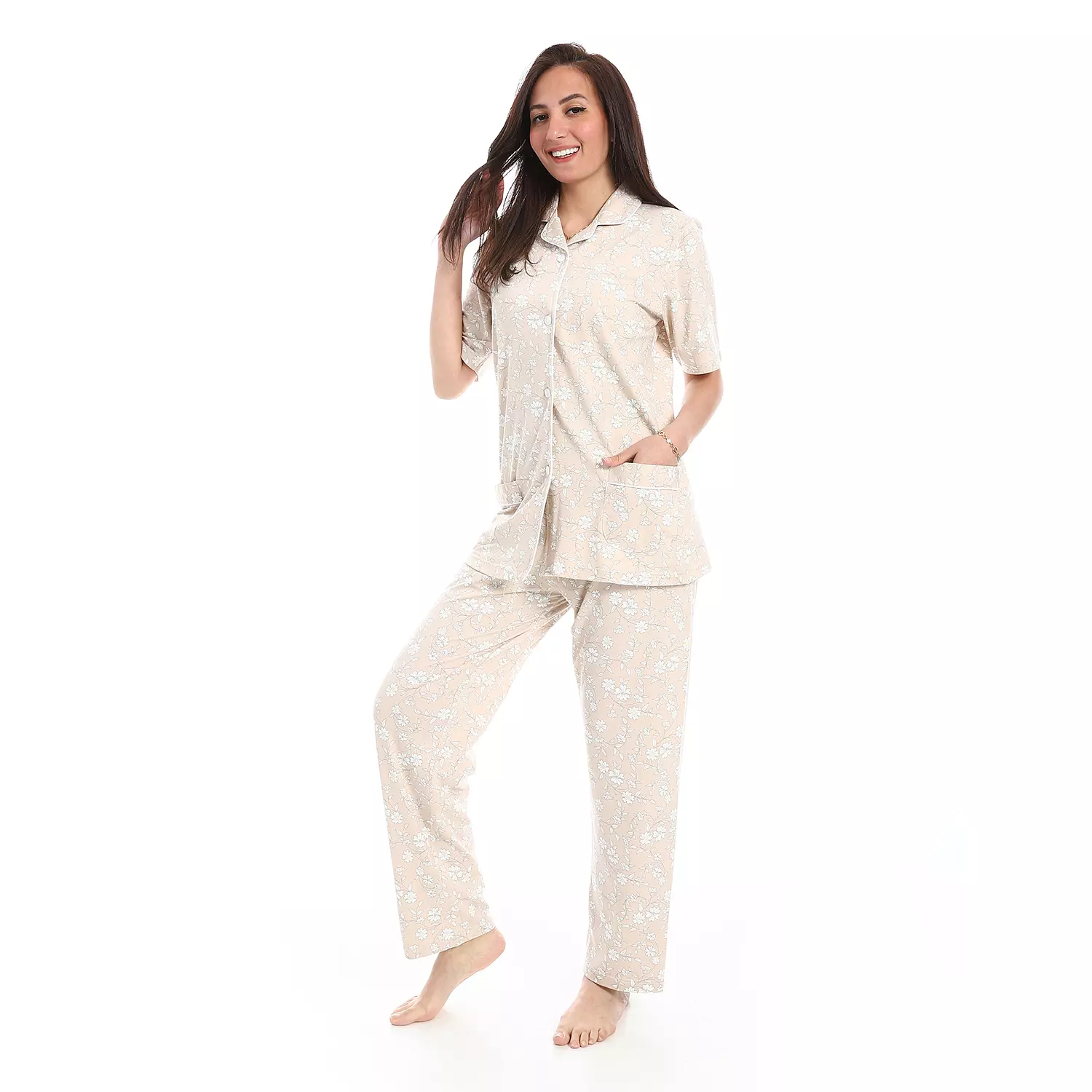 Women Roots Classic PJ - 2525 - Beige | ShortoEg