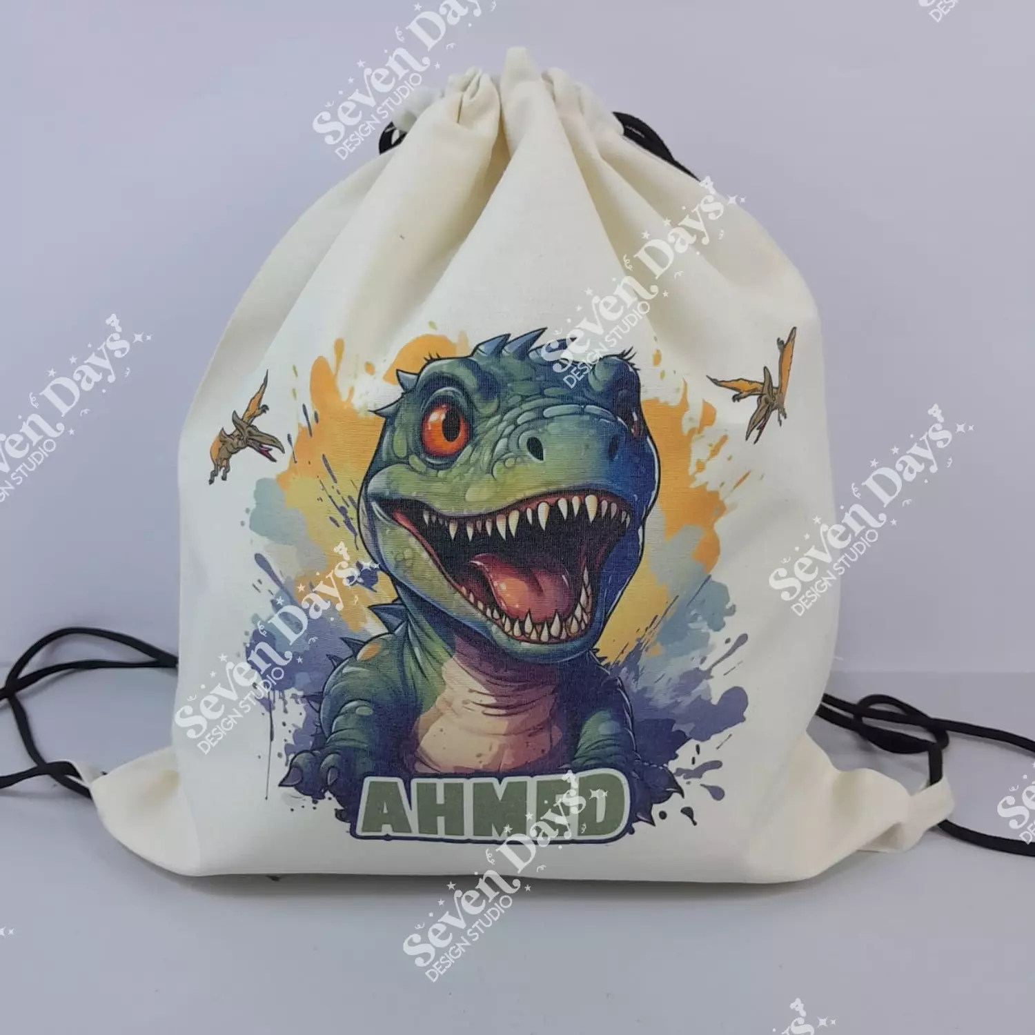 Dinosaurs 2 Drawstring Bag | Seven Days Design Studio